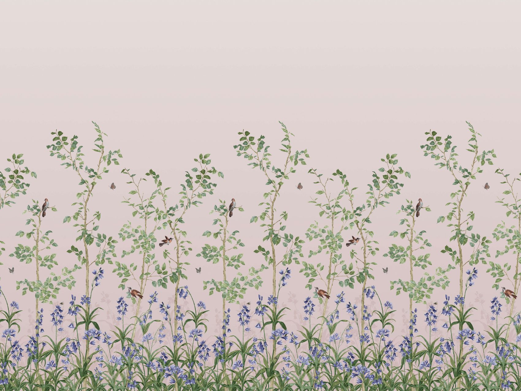 Little Greene behang Bird & Bluebell - China Clay | STYQX